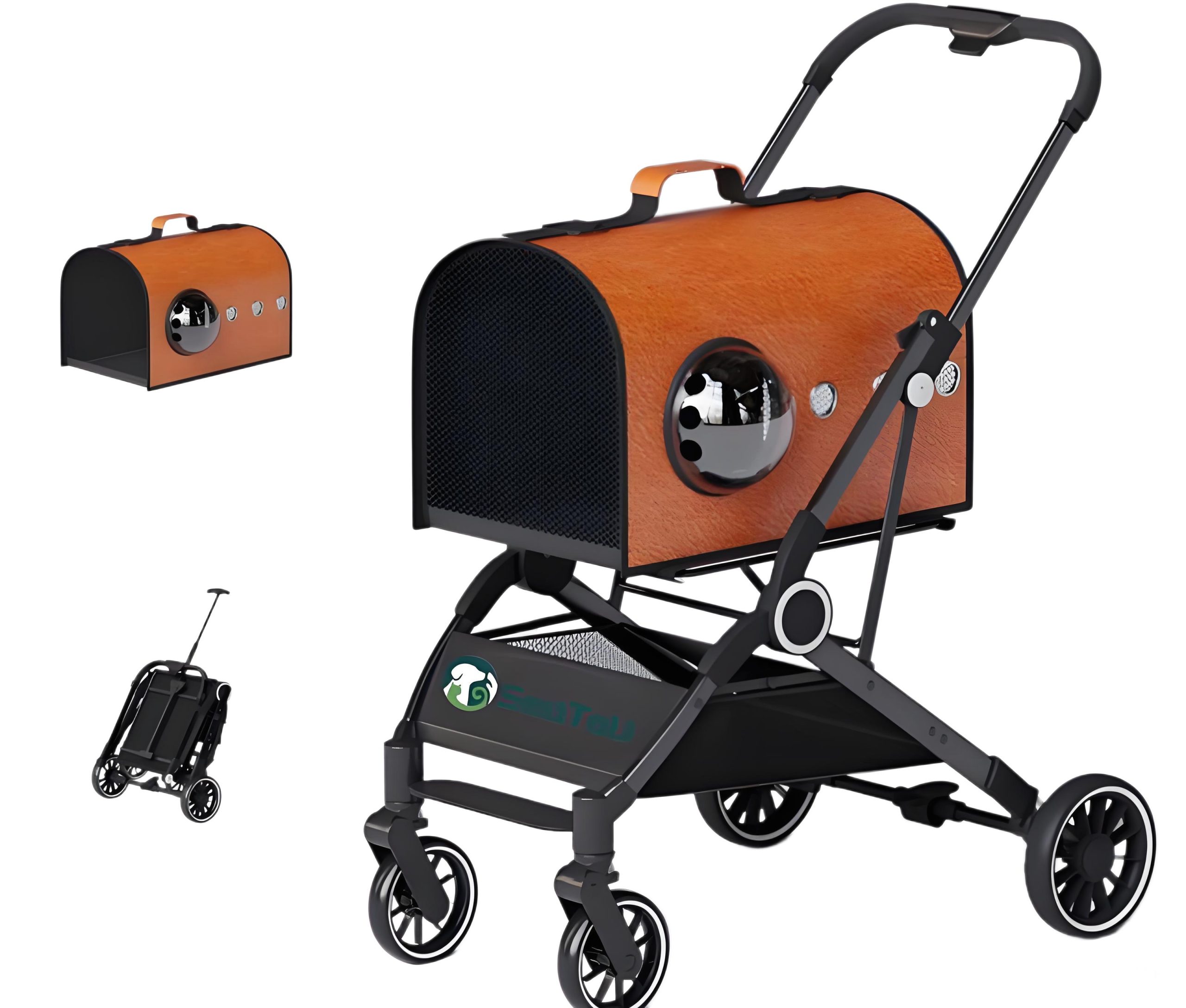 Leather Detachable Pet Stroller - SeaToU-Pet bed Dog bed Cat bed ...